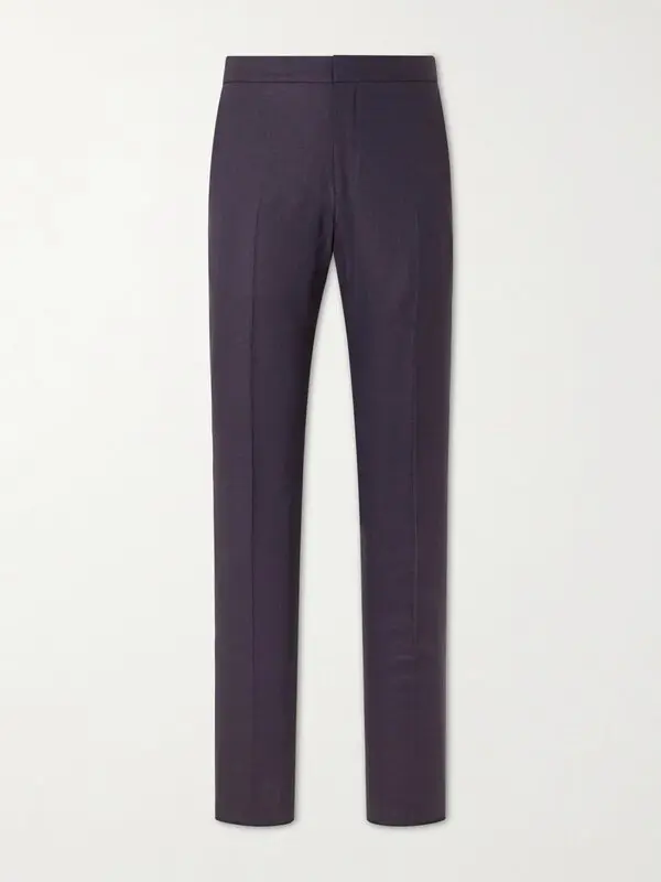 Zegna Straight-leg Linen-twill Trousers - Blue