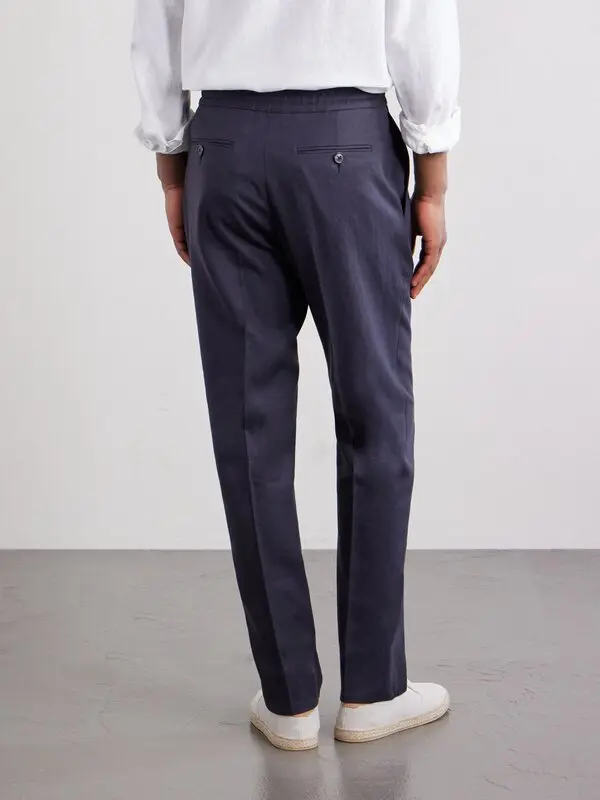Zegna Straight-leg Linen-twill Trousers - Blue