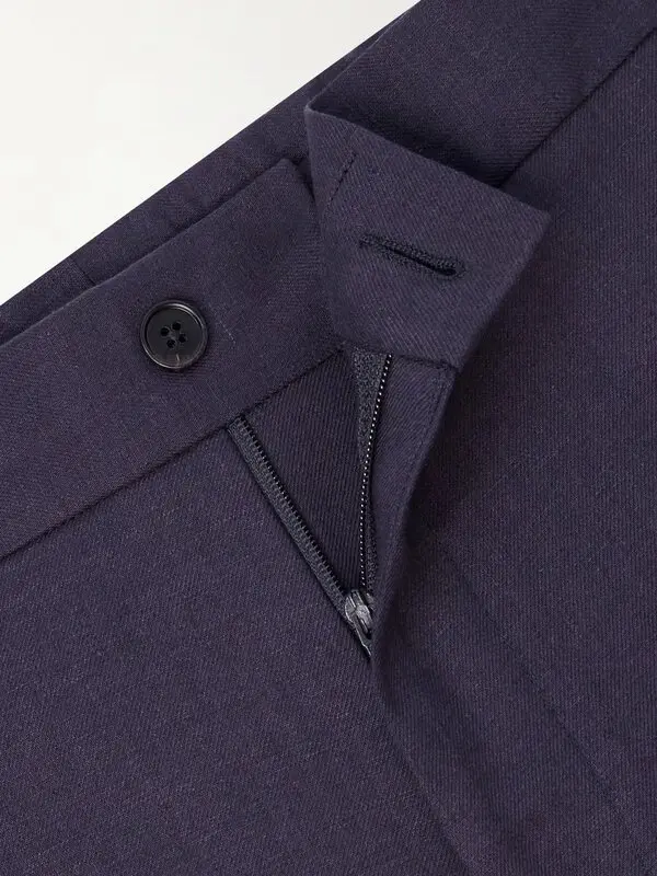 Zegna Straight-leg Linen-twill Trousers - Blue