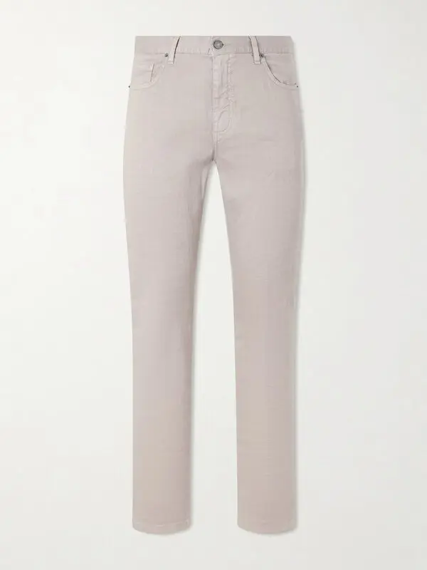 Zegna Straight-leg Linen And Cotton-blend Jeans - Neutrals
