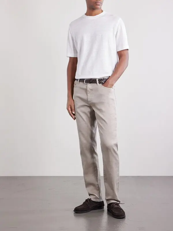Zegna Straight-leg Linen And Cotton-blend Jeans - Neutrals
