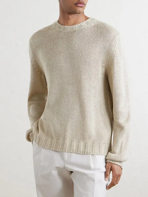 SAMAN AMEL Gio Silk Sweater - Neutrals
