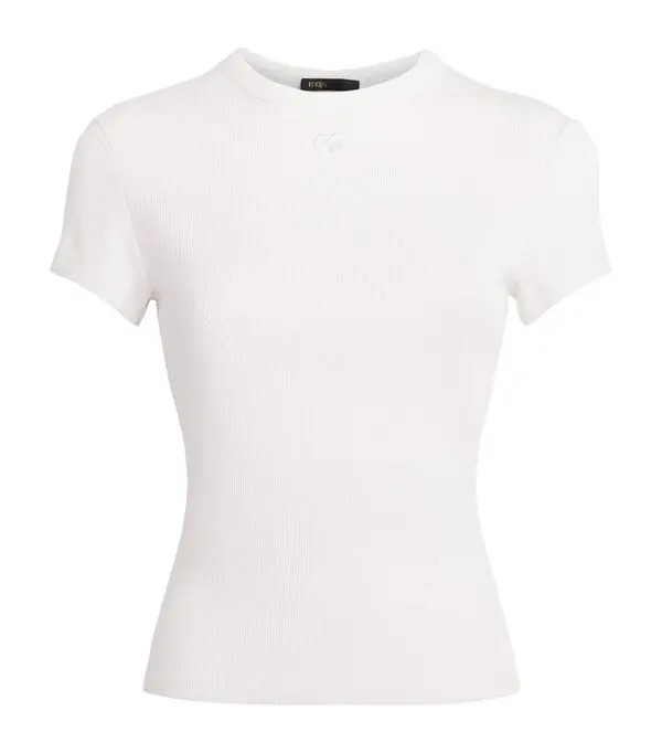 Maje Stretch-cotton Ribbed T-shirt - White