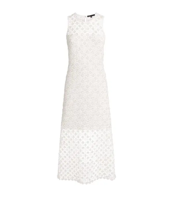 Maje Embellished Crochet Midi Dress - White