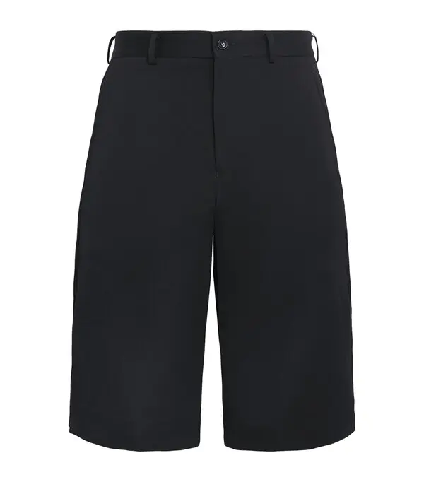 Comme Des Garçons Wool Chino Shorts With Zip Detail - Black