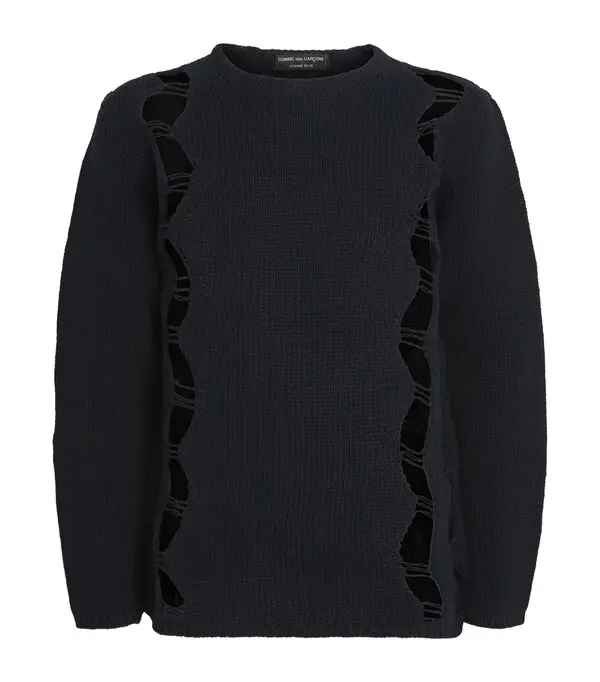 Comme Des Garçons Cotton-blend Distressed Sweater - Black
