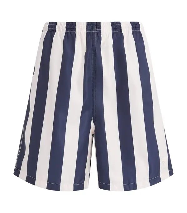Ami Striped Swim Shorts - White
