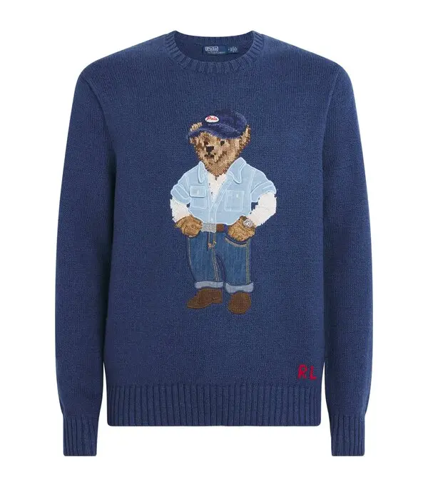 Polo Ralph Lauren Linen-cotton Polo Bear Sweater - Navy