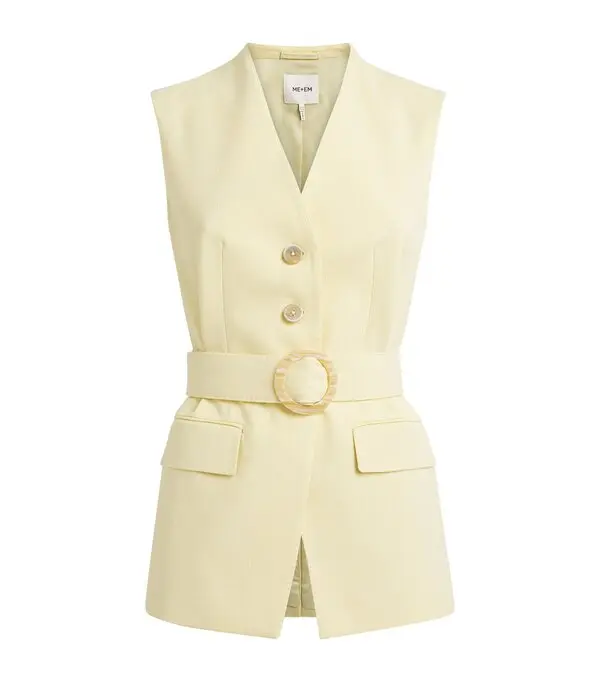 ME+EM Belted Longline Waistcoat - Yellow
