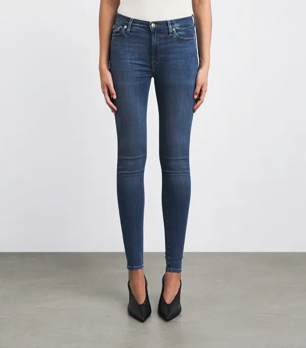 7 For All Mankind Slim Illusion Luxe High-rise Skinny Jeans - Blue