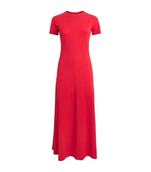 ME+EM Cotton A-line Midi Dress - Red