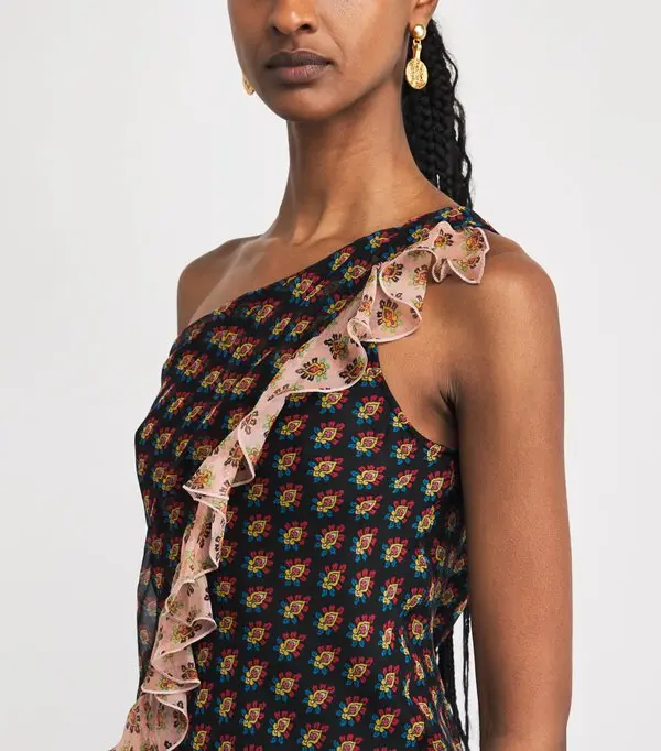 Etro Silk Paisley One-shoulder Blouse - Black