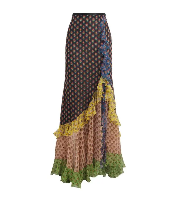Etro Silk Paisley Midi Skirt - Black