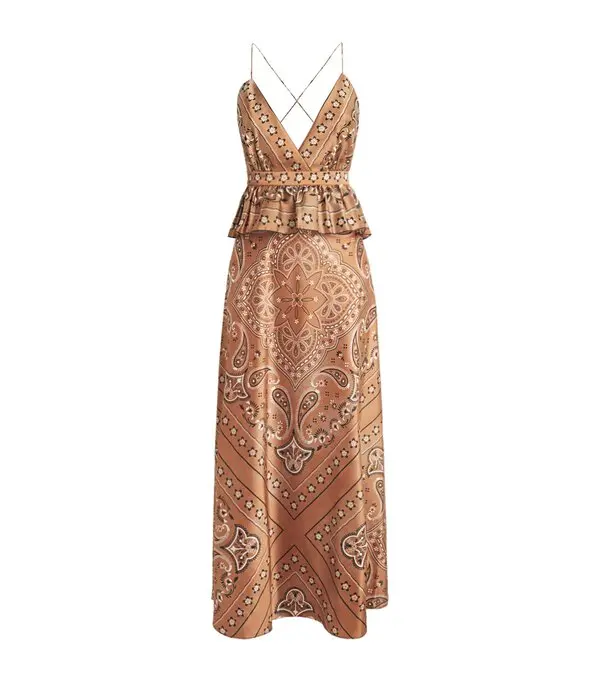 Sandro Bandana Print Maxi Dress - Brown