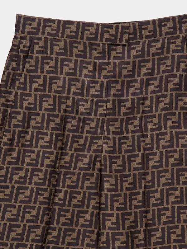Fendi Ff Twill Wide-leg Trousers - Brown