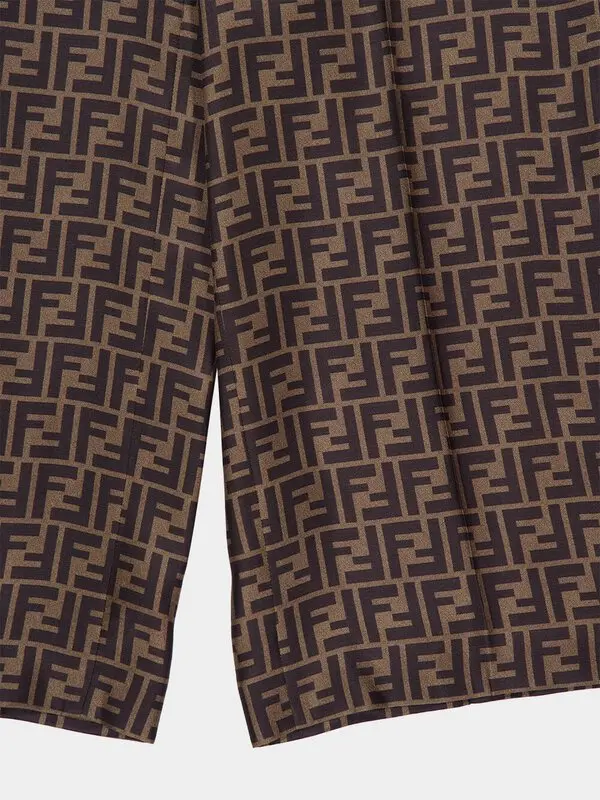 Fendi Ff Twill Wide-leg Trousers - Brown