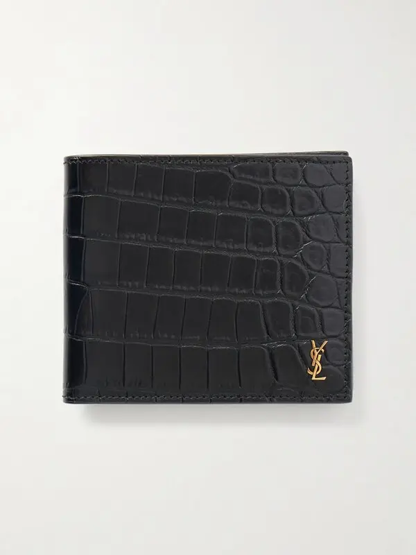 Saint Laurent Croc-effect Leather Wallet - Black