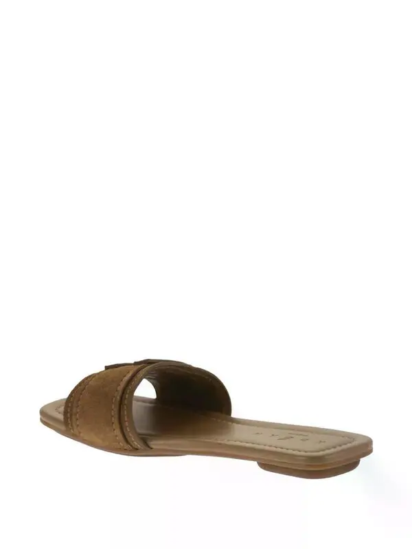 Hogan H685 Suede Flat Mules - Brown