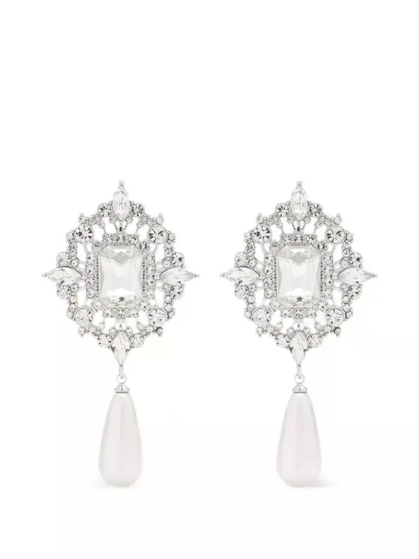 SELF-PORTRAIT Crystal Drop Earrings - Silver