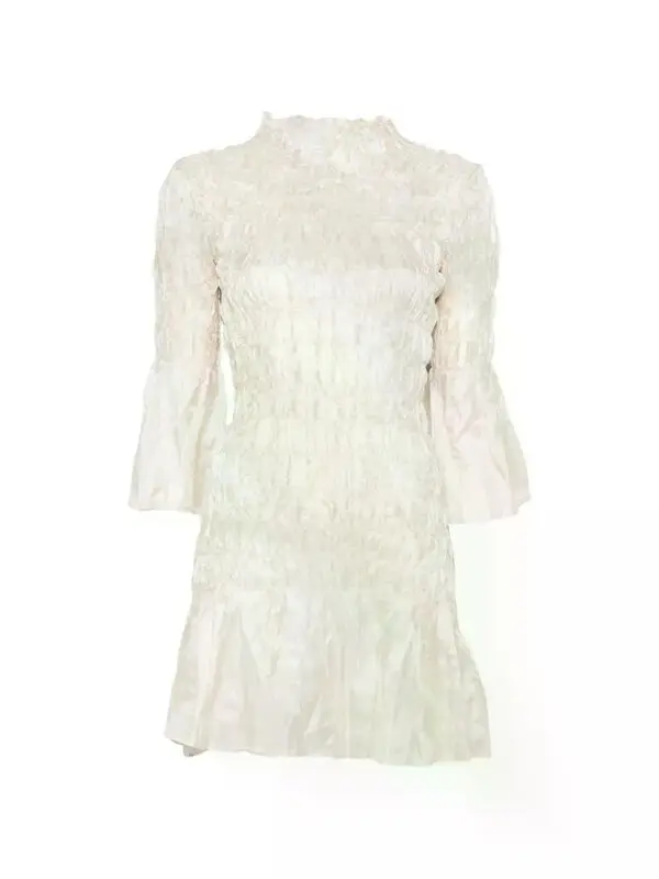 GONGDID DESIGN Pleated Bell-sleeve Mini Dress
