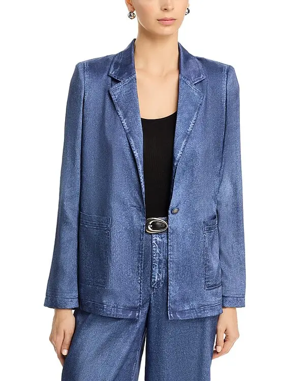Kobi Halperin Veronica Denim Print Satin Jacket - Dark Indigo