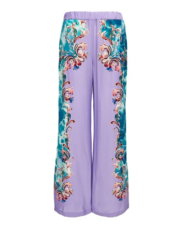 Versace Printed Pull On Pants - Aqua