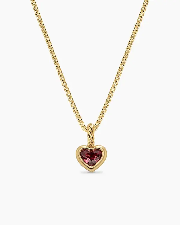 David Yurman 18k Yellow Gold Mini Heart Amulet - Red/gold