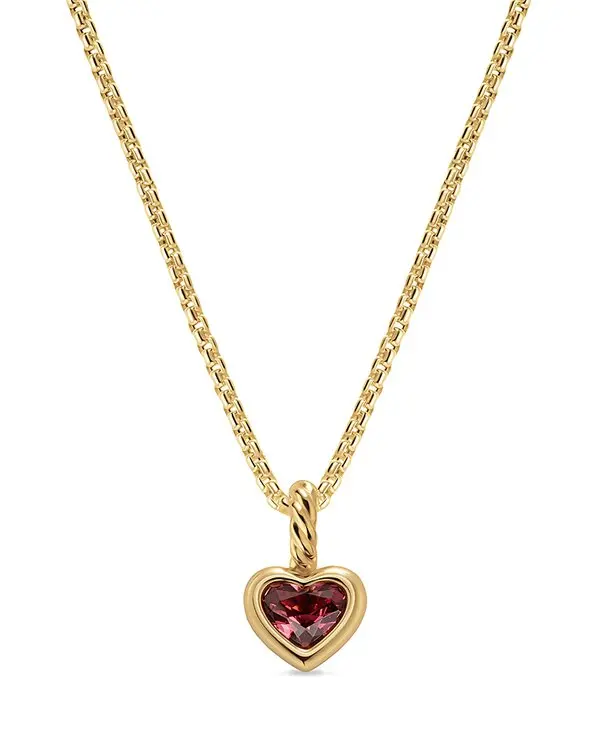 David Yurman 18k Yellow Gold Mini Heart Amulet - Red/gold