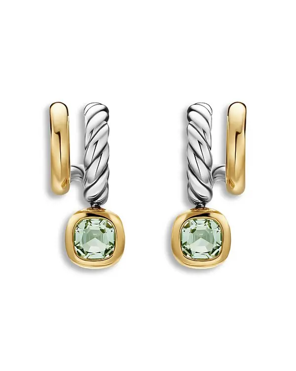 David Yurman Dy Mercer Color Two Row Drop Earrings - Green/gold/silver