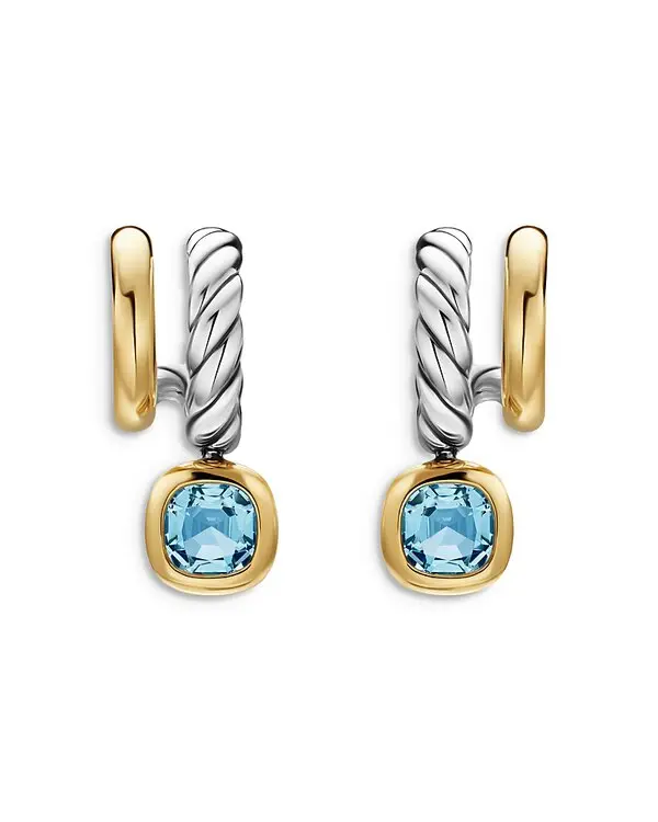 David Yurman Dy Mercer Color Drop Earrings - Sky Blue/gold/silver