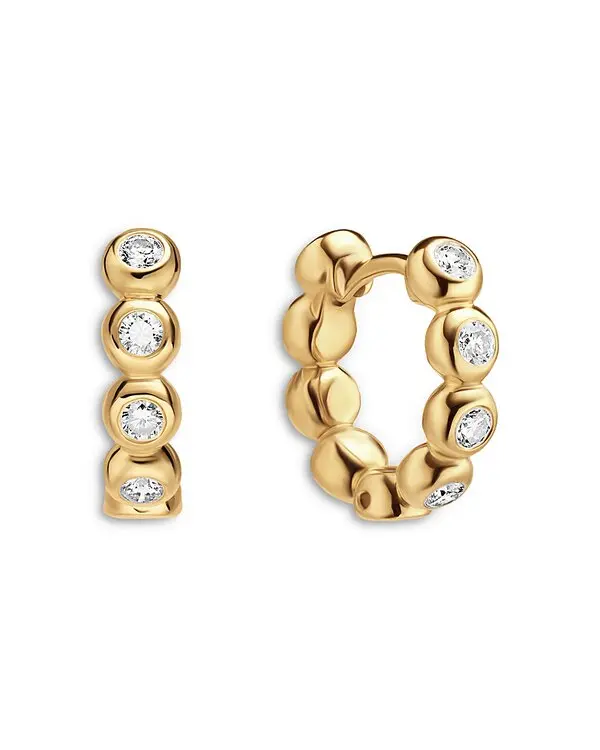 David Yurman 18k Yellow Gold Diamond Hoop Earrings - White/gold