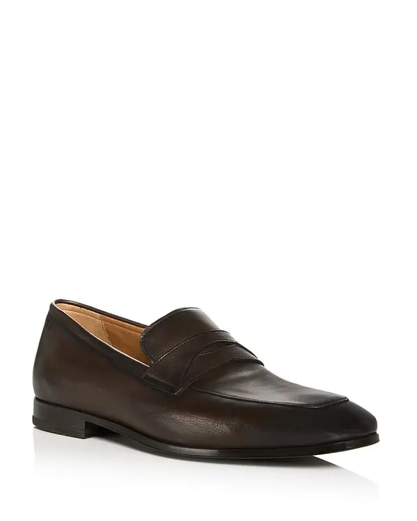 STUART WEITZMAN Classic Penny Loafers - Dark Brown