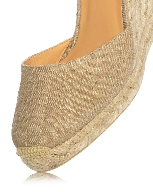 CastaÑer Carina Ankle Tie Espadrille Wedges - Oro