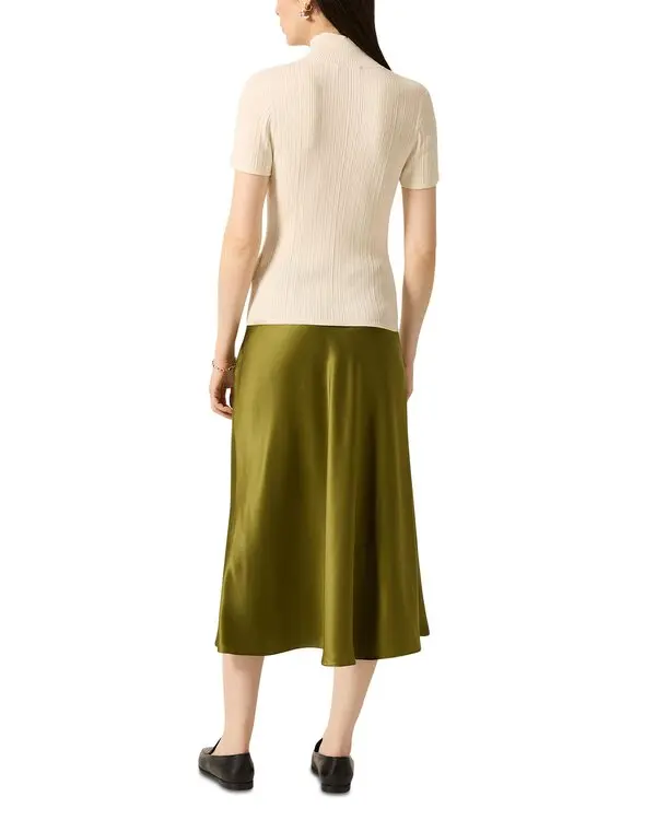 ARGENT Ribbed Short Sleeve Turtleneck Top - Off White