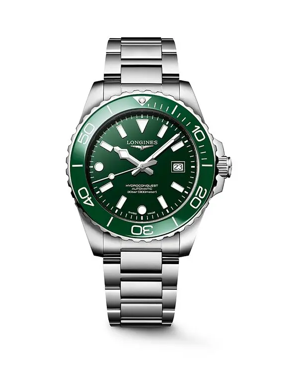LONGINES Hydroconquest 42mm Watch - Silver/green