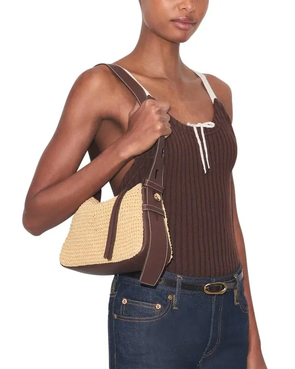 Tory Burch Romy Small Straw Shoulder Bag - Natural