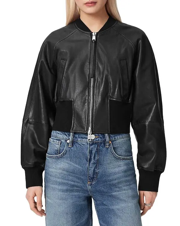 ALLSAINTS Suri Leather Bomber Jacket - Black