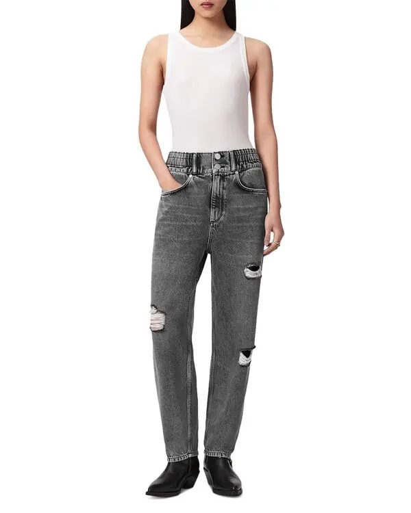 ALLSAINTS Daisy High-rise Tapered Jeans - Washed Grey