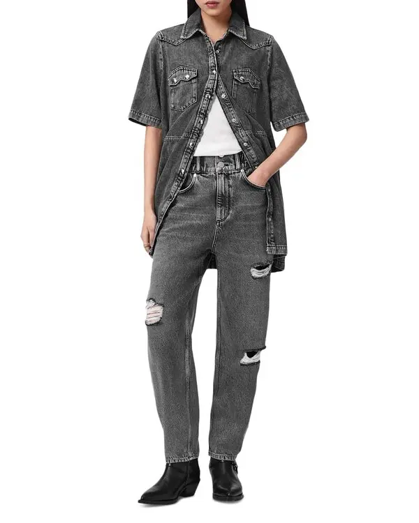 ALLSAINTS Daisy High-rise Tapered Jeans - Washed Grey