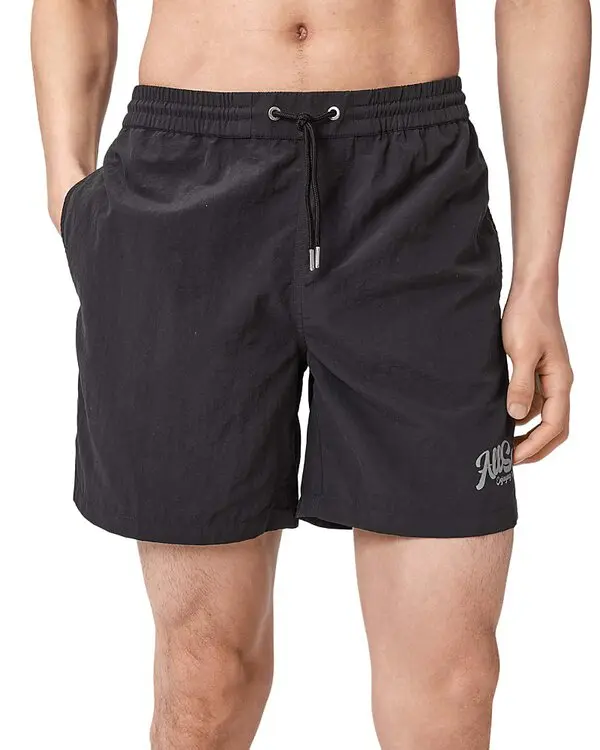 ALLSAINTS Odyssey Slim Fit 6.7" Swim Shorts - Washed Black