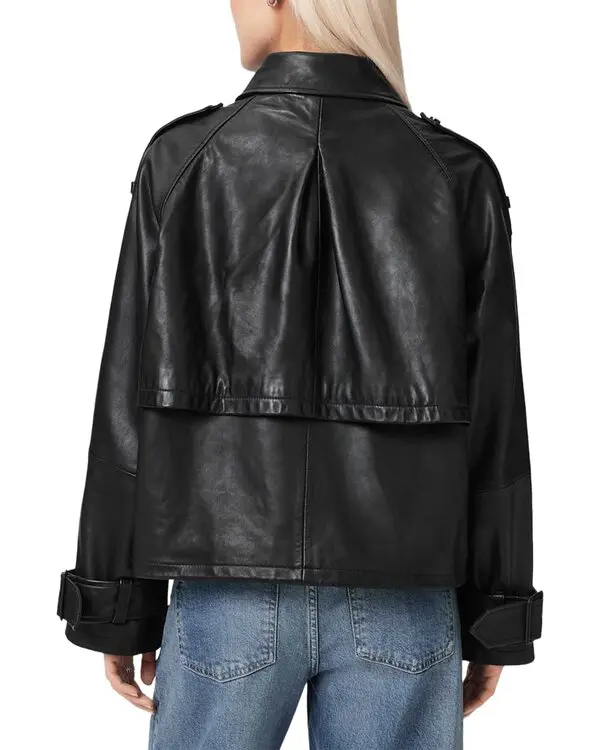 ALLSAINTS Cropped Leather Jacket - Black