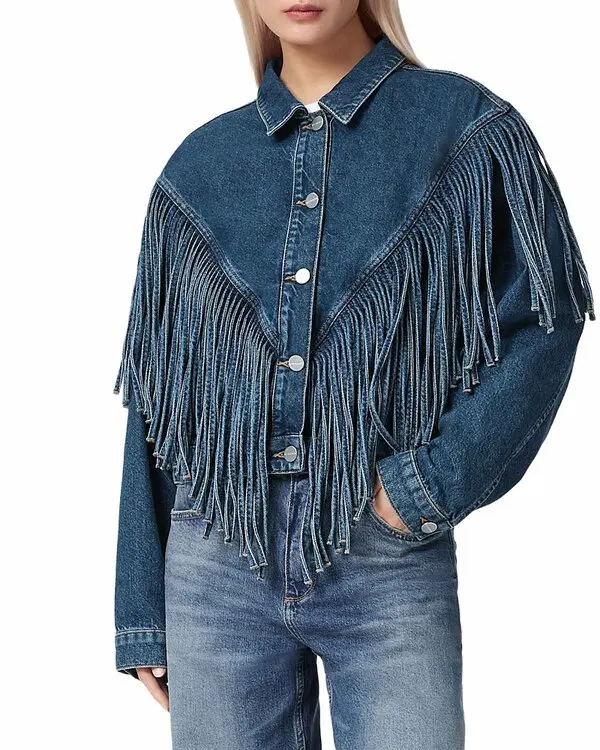 ALLSAINTS Marlene Tassel Trim Jacket - Dark Indigo