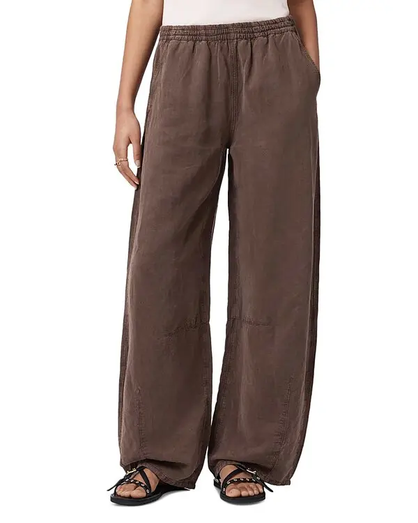 ALLSAINTS Jett Pull On Wide Leg Pants - Plum Brown