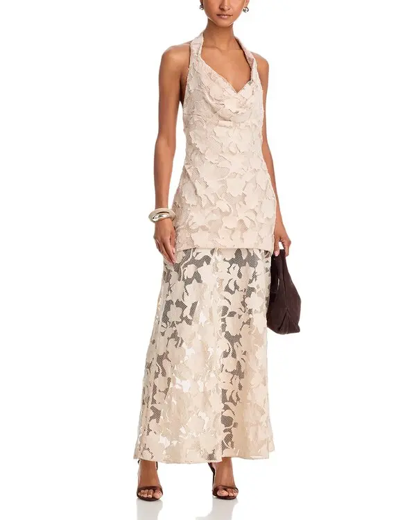 AMUR Calypso Cowl Neck Lace Dress