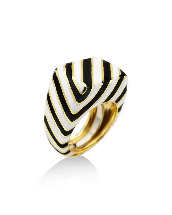 David Webb 18k Yellow Enamel Crosswalk Ring - Gold