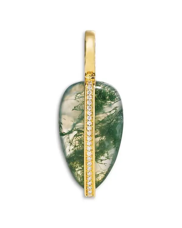 BY PARIAH 14k Yellow Moss Agate And Diamond Pebble Pendant - Gold