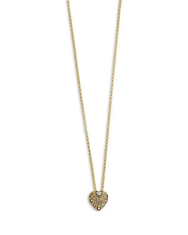 BY PARIAH 14k Yellow White Sapphire & Diamond Aurora Heart Pendant Necklace, 17.7 - Gold