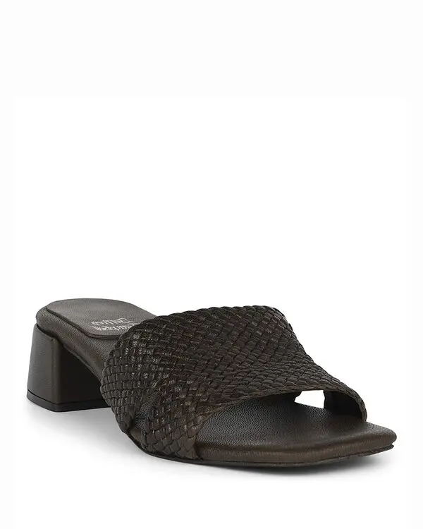 Jeffrey Campbell Woven Leather Slides - Brown