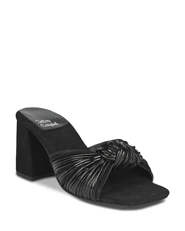Jeffrey Campbell Knotted Slides - Black Suede Combo
