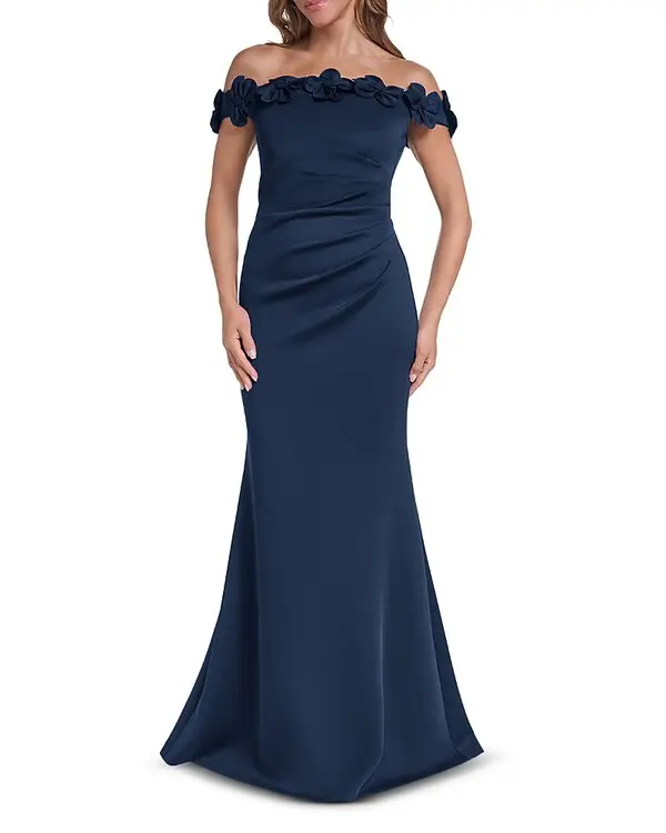 Eliza J Off The Shoulder 3d Floral Gown